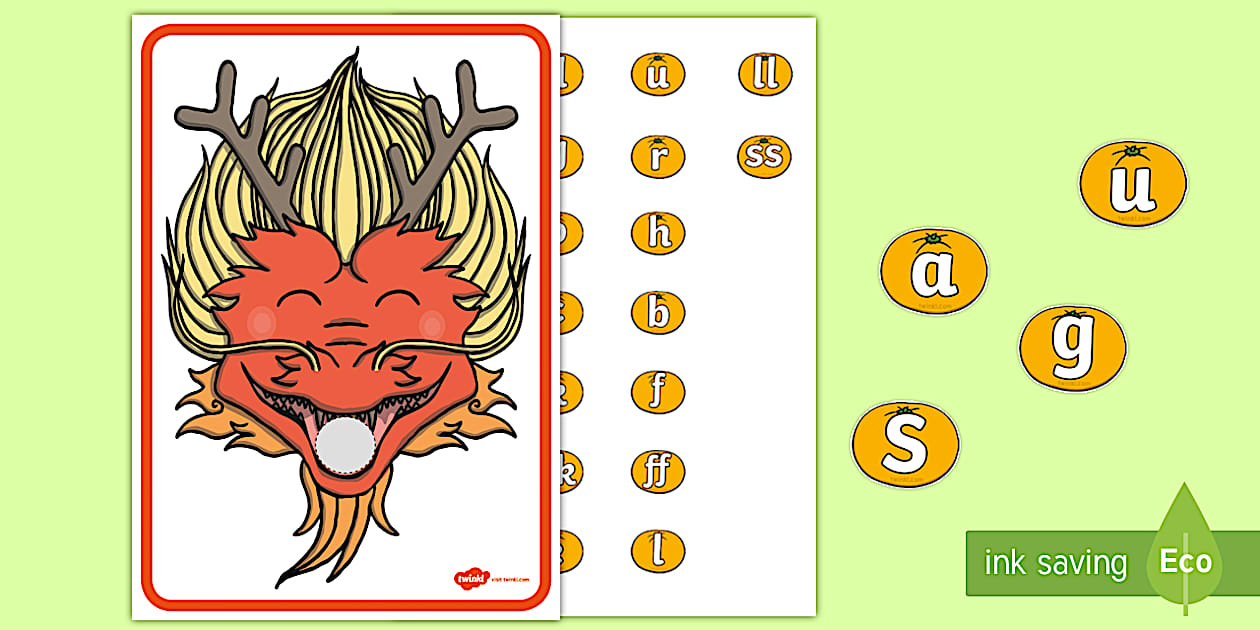 Feed a Chinese Dragon Phase 2 Phonics Activity - Twinkl