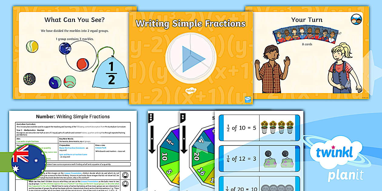 Year 2 Number: Write Simple Fractions (1) Lesson - Twinkl