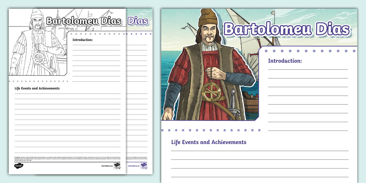 Bartolomeu Dias Biography Template - Twinkl