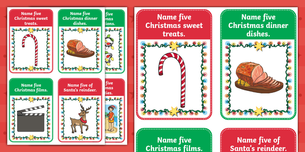Name Five Australian Christmas Things Card Game - Twinkl