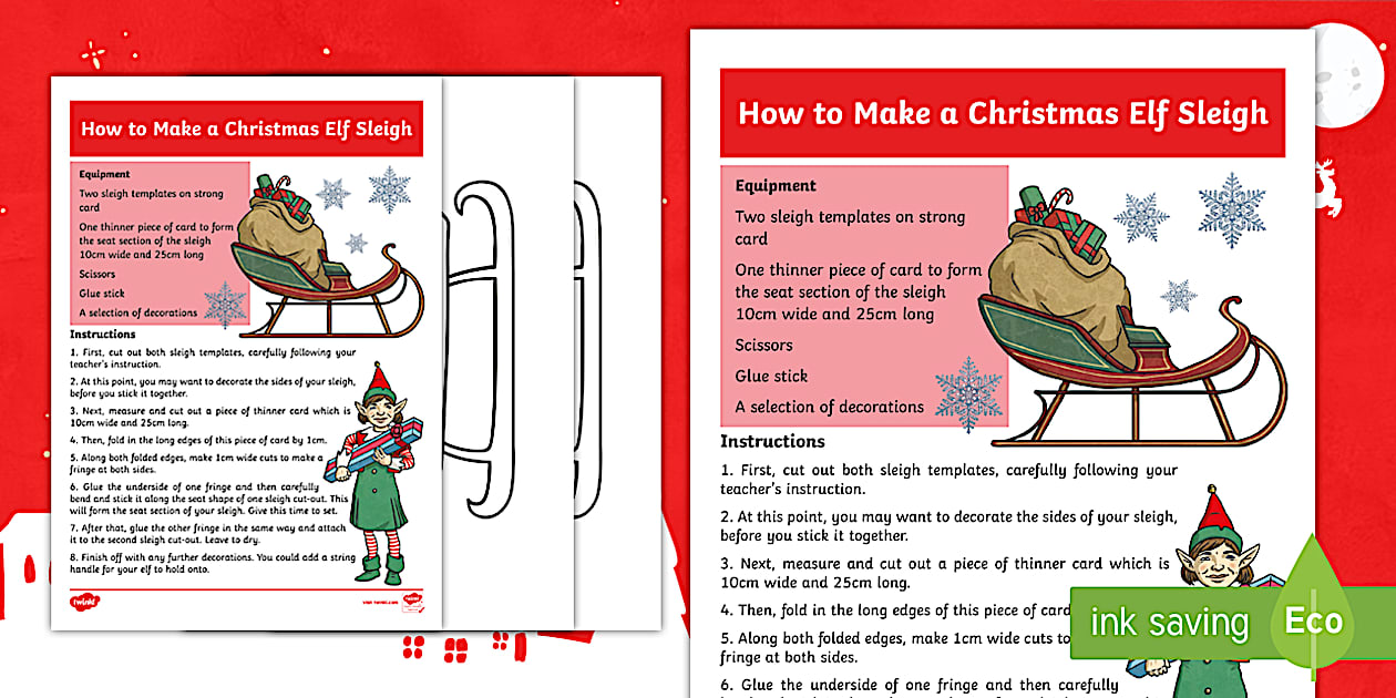 KS2 How to Make a Christmas Elf Sleigh Worksheet / Worksheet
