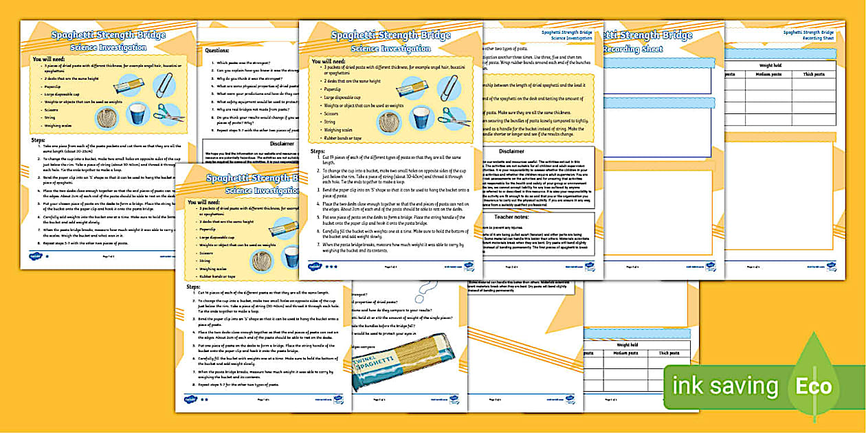 Spaghetti Strengths Science Investigation (teacher made)