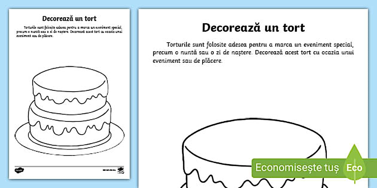 Decorează un tort – Desen de colorat (teacher made)