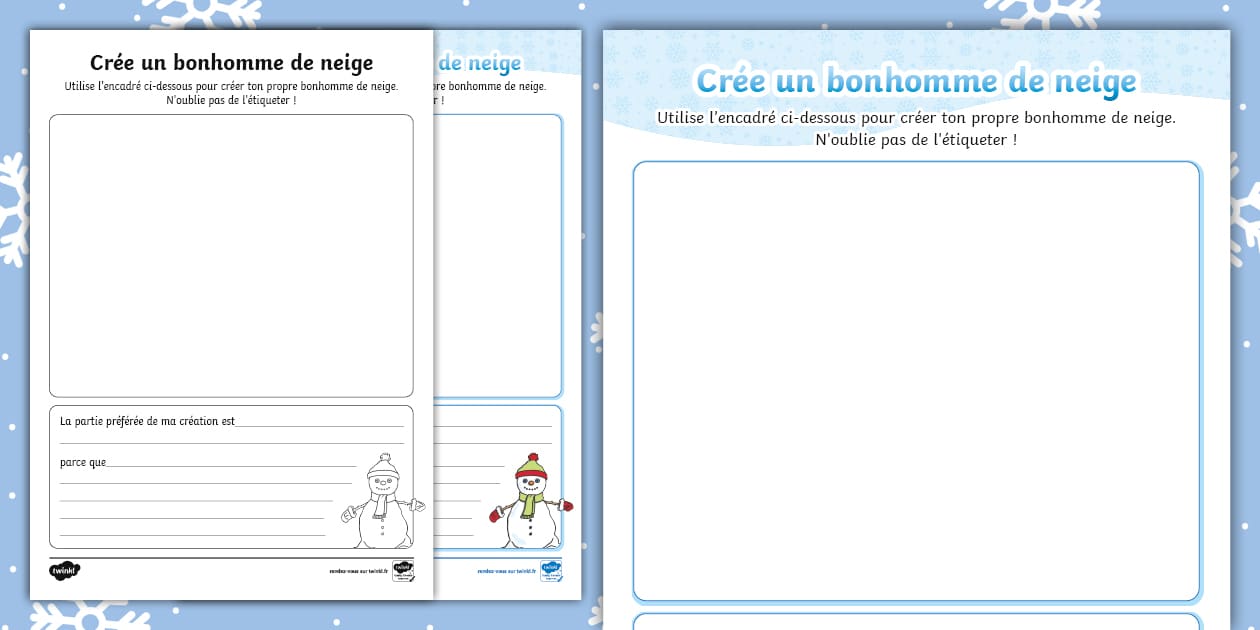 Activité : Crée un bonhomme de neige (profesor hizo)