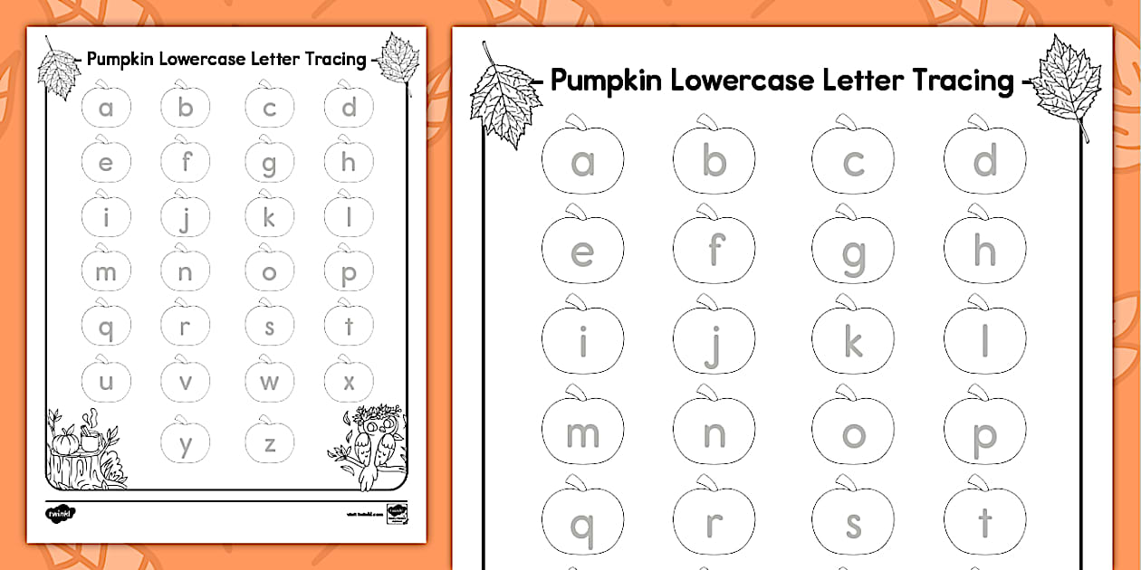 Pumpkin Lowercase Letter Tracing Worksheet - Twinkl