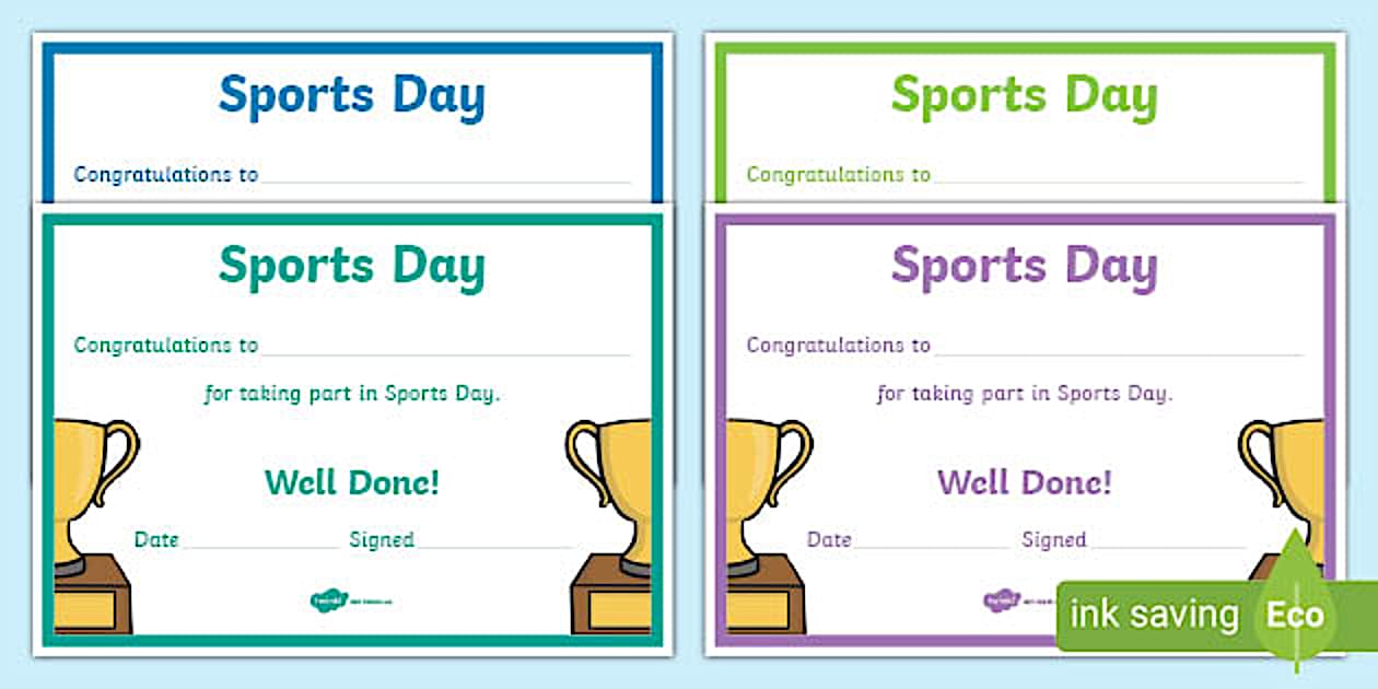 Sports Day Certificate Template (teacher made) - Twinkl