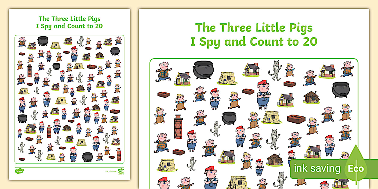 The Three Little Pigs I Spy and Count Activity to 20