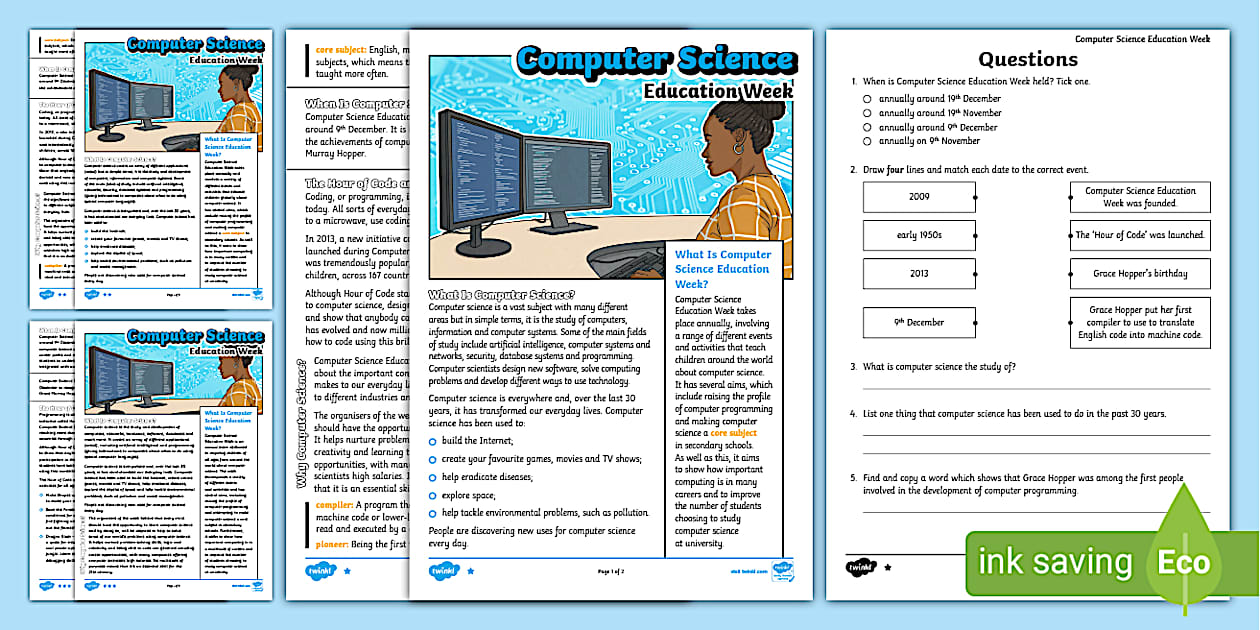 UKS2 Computer Science Education Week Differentiated Reading Comprehension