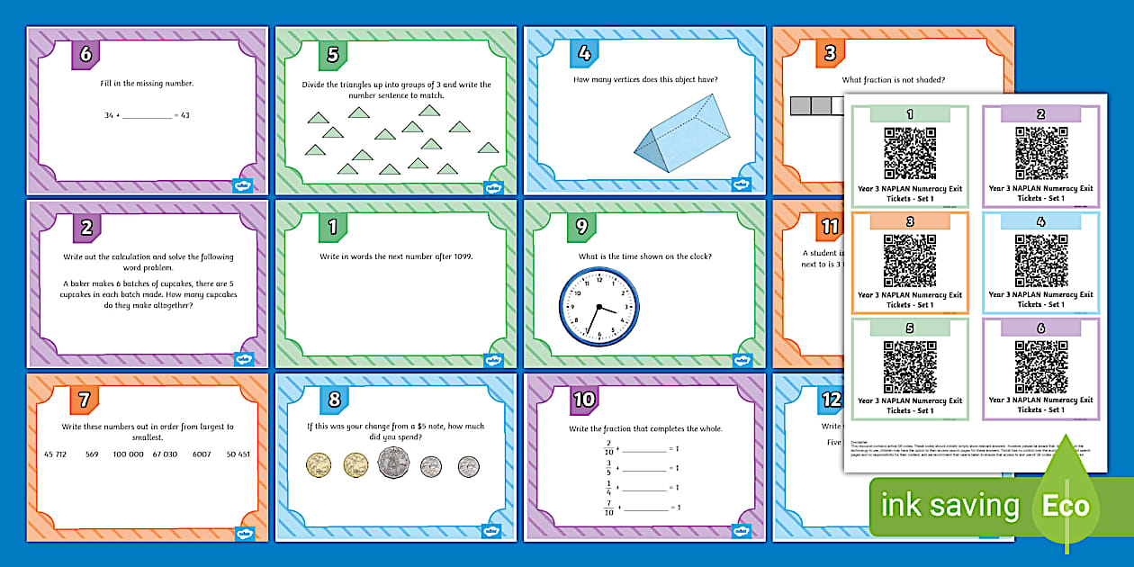 Maths Exit Tickets | Year 3 NAPLAN Preparation | Numeracy