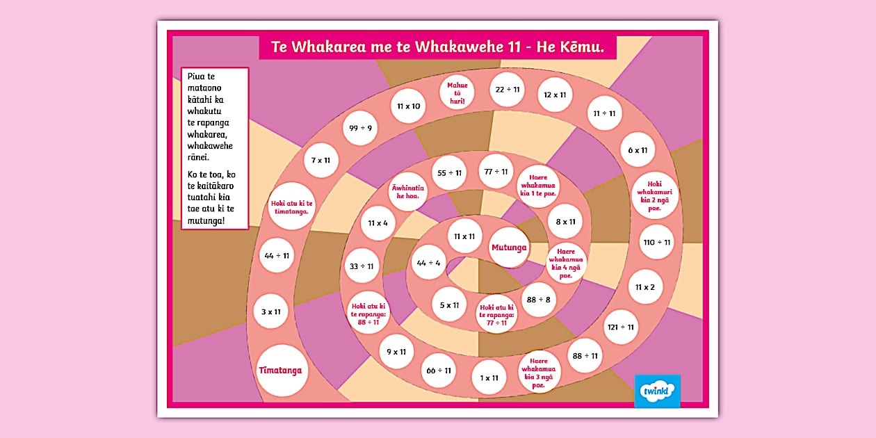 Te Whakarea me te Whakawehe 11 - He Kēmu. (teacher made)