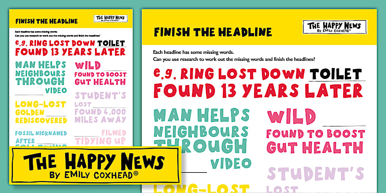 FREE! - Finish The Newspaper Headline Activity | The Happy Newspaper
