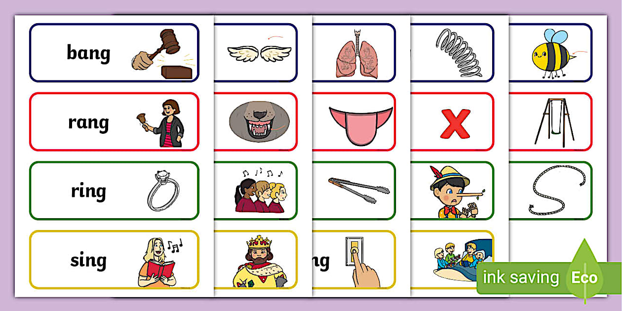 Final 'ng' Sound Word Cards - Phonics Resource - English