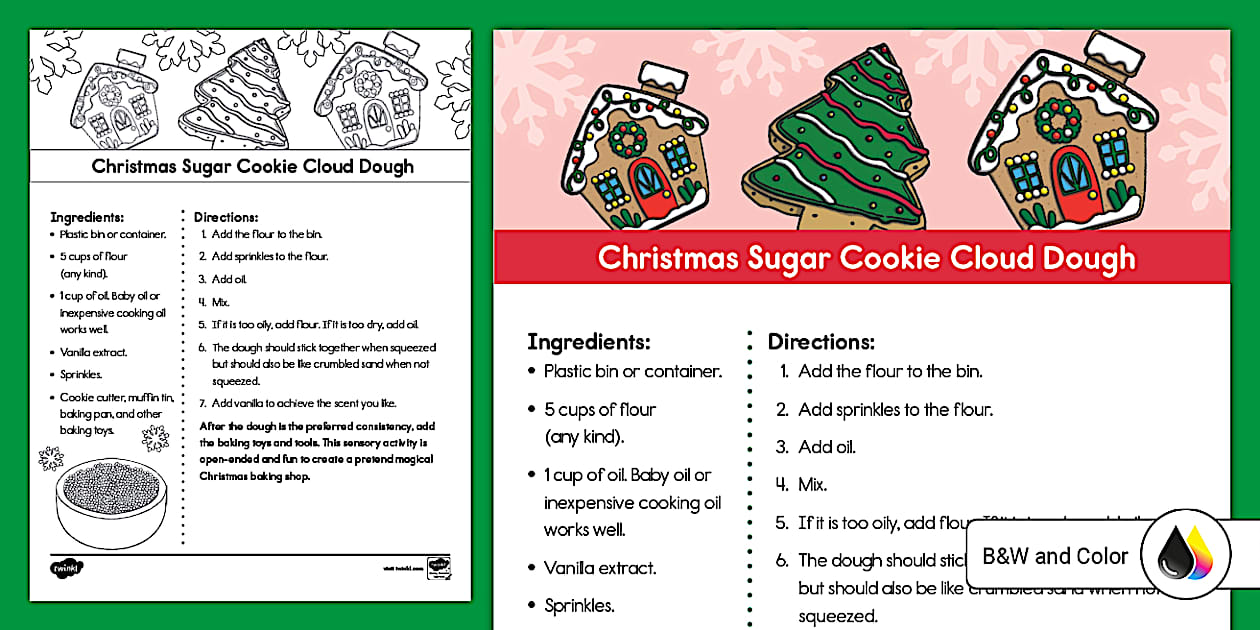 Christmas Sugar Cookie Cloud Dough Sensory Recipe - Twinkl