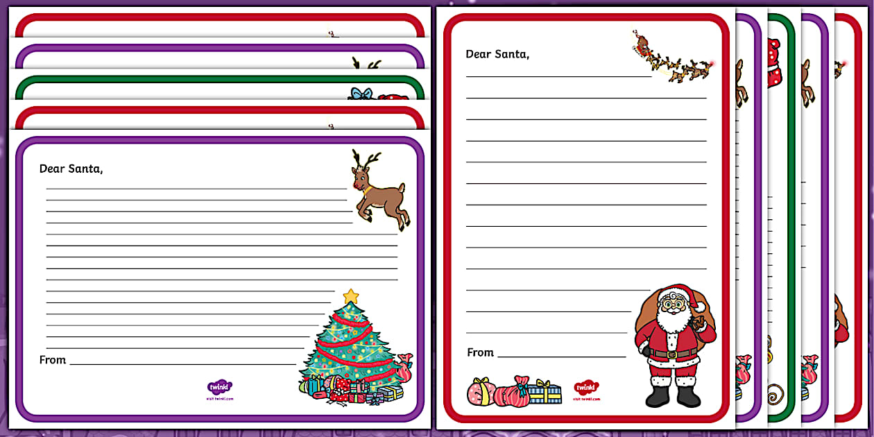 Christmas Letter to Santa Writing Frames Pack - Twinkl
