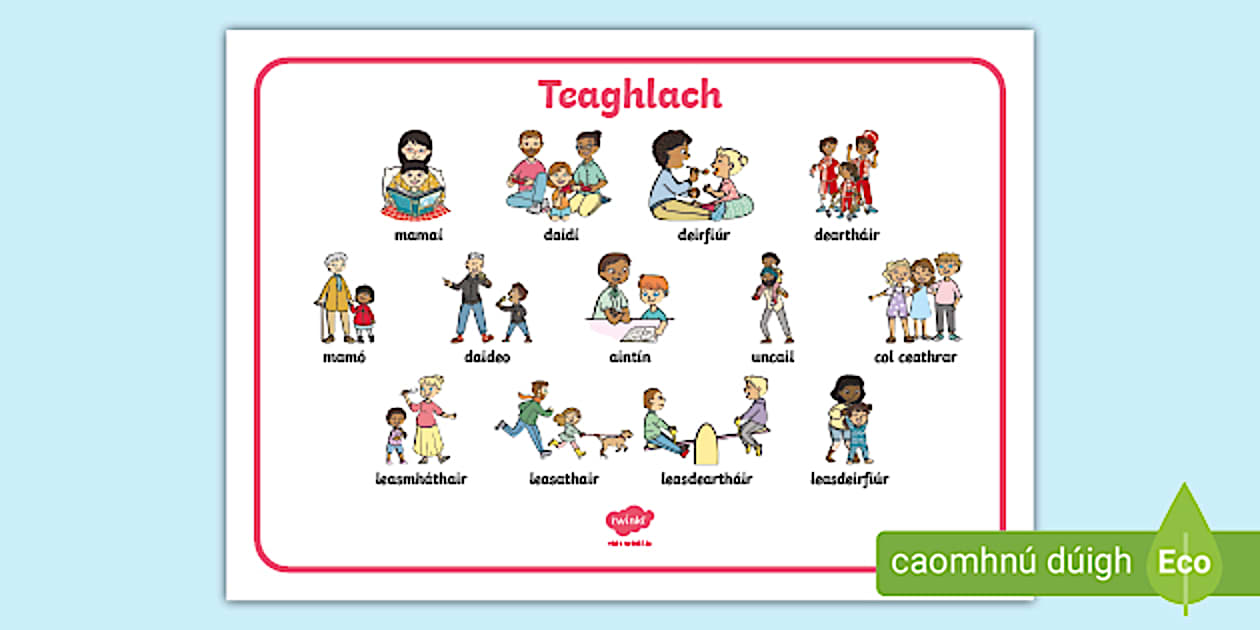 We Are All Different Family Word Mat Gaeilge (teacher made)