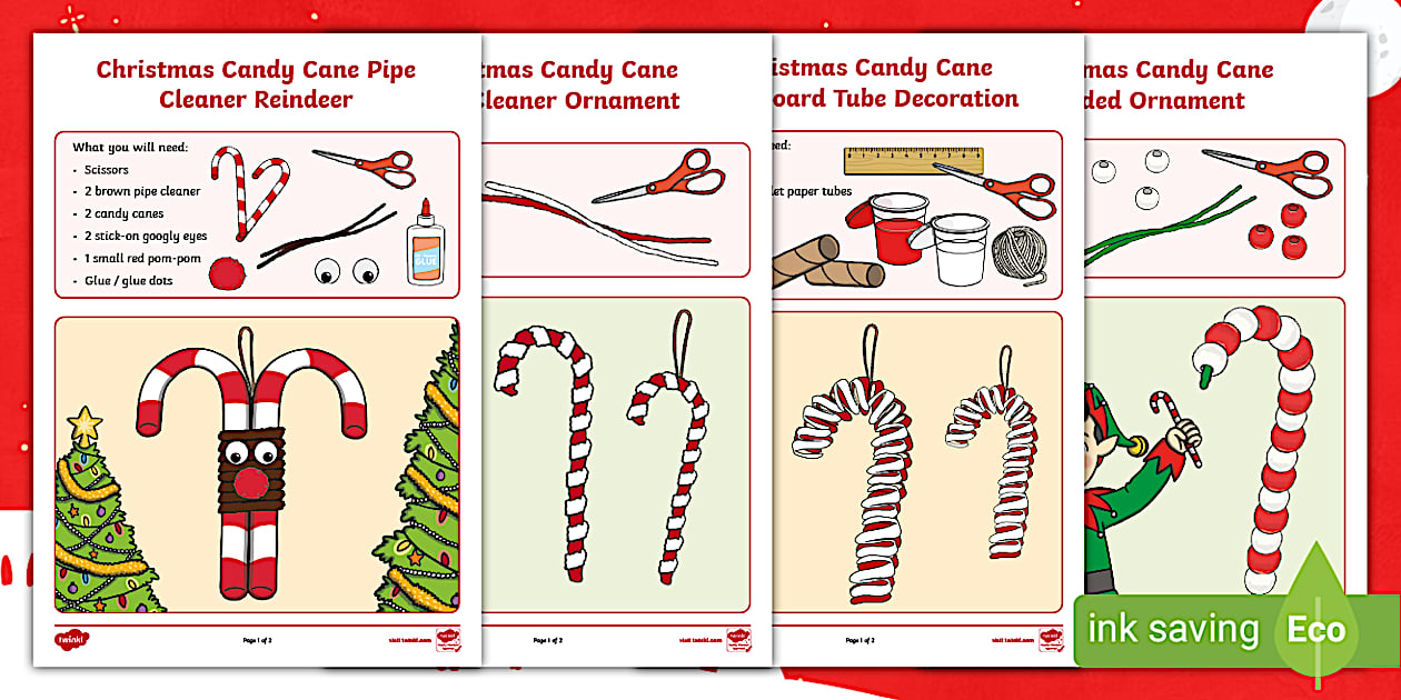 Christmas Candy Cane Craft Ideas Pack - Resources - Twinkl