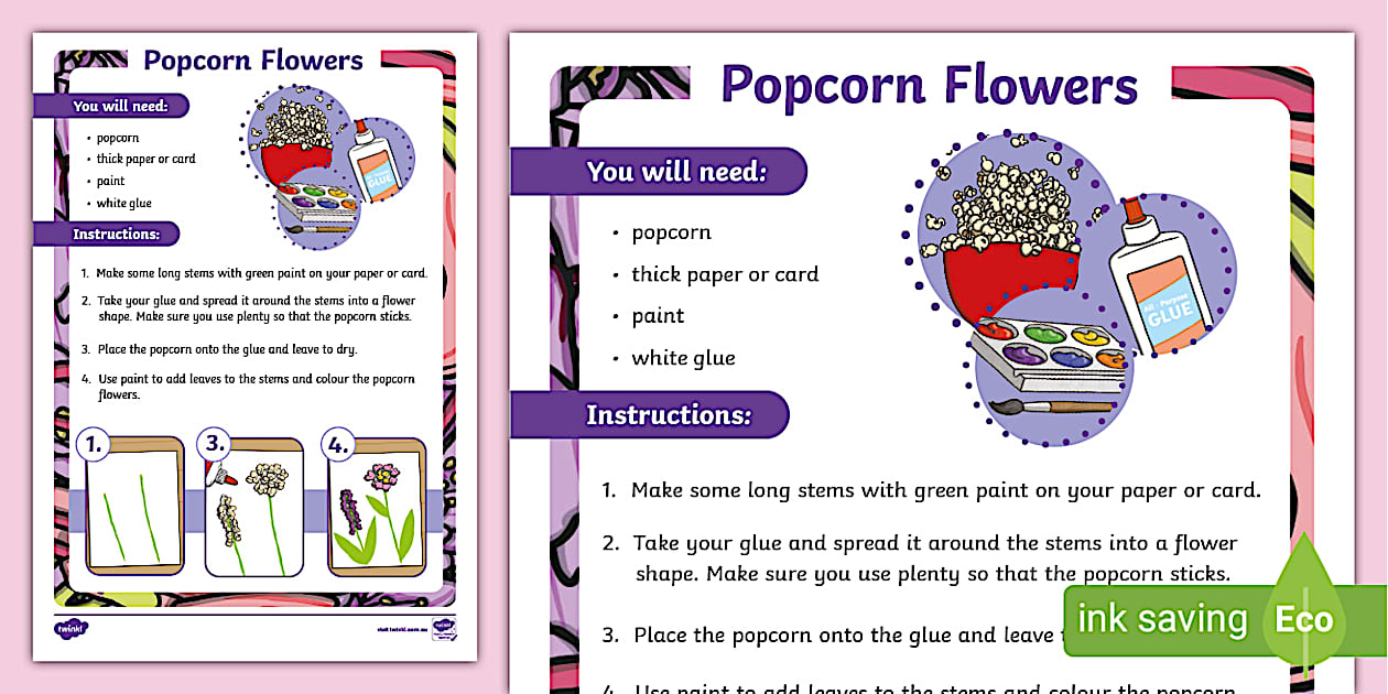 Popcorn Flower Art Activity (teacher made) - Twinkl