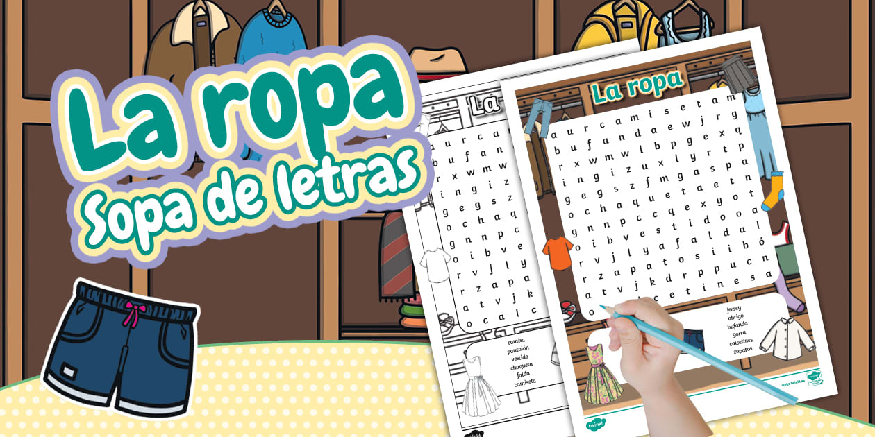 Sopa de letras: La ropa - Twinkl España