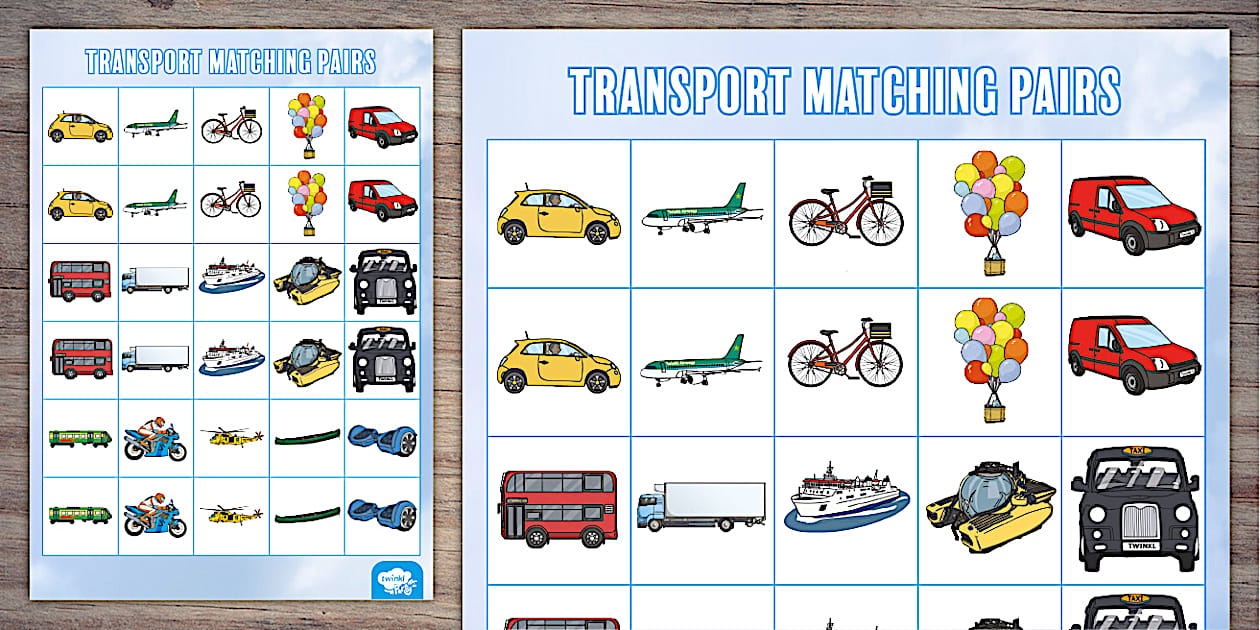 Transport Pairs Matching Game Printable | Twinkl Party