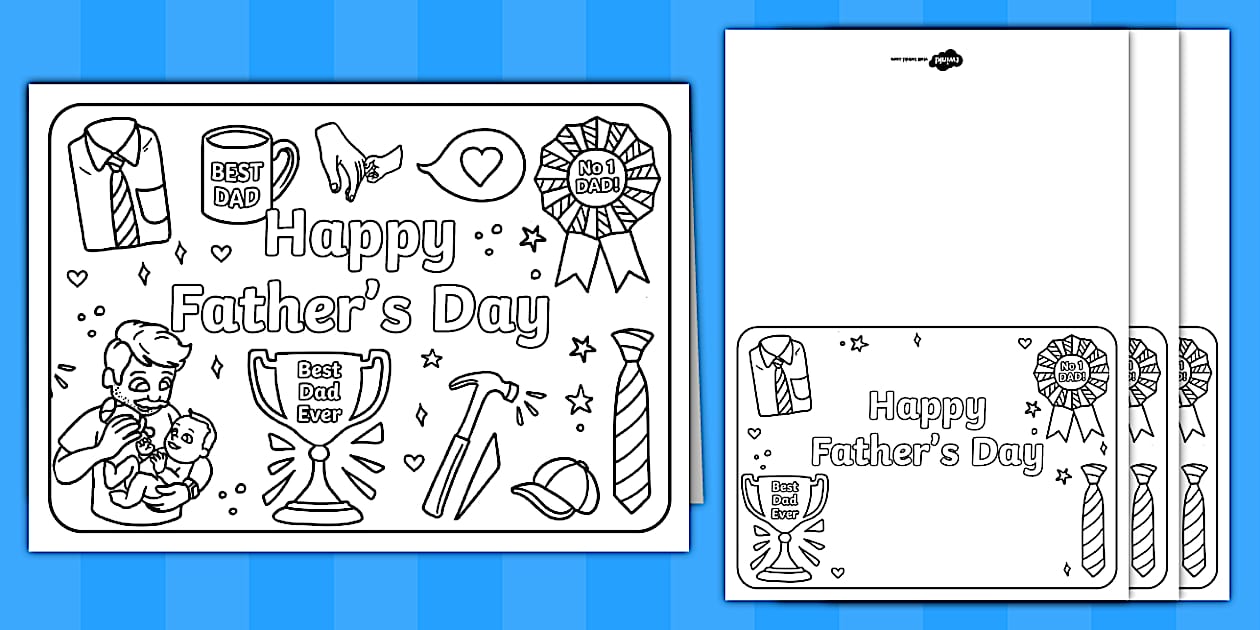 Let's Doodle a Father's Day Card Colouring Pages - Twinkl