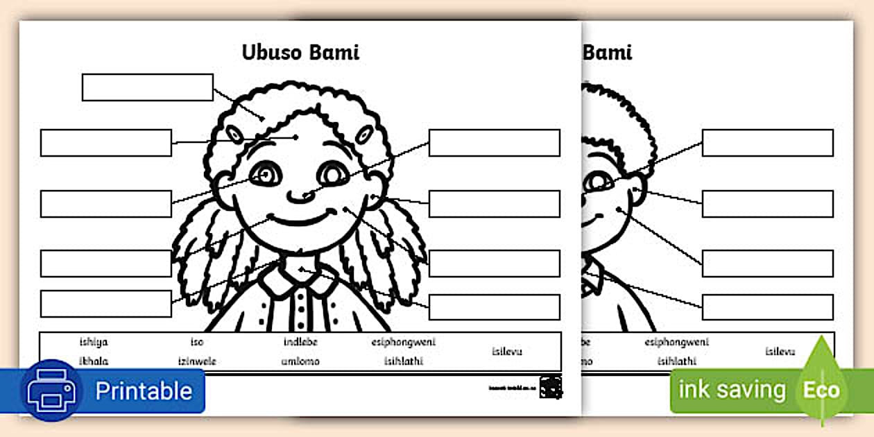 Ubuso Bami - My Face Worksheet (isiZulu) | Twinkl ZA