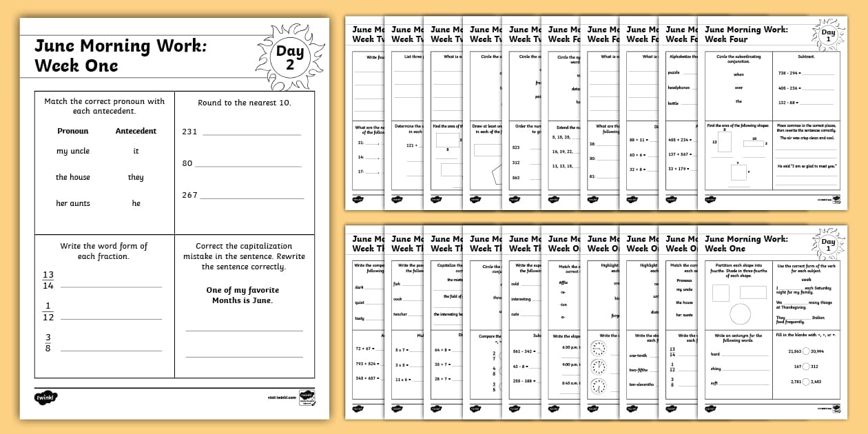 Third Grade June Morning Work Bundle (teacher made) - Twinkl