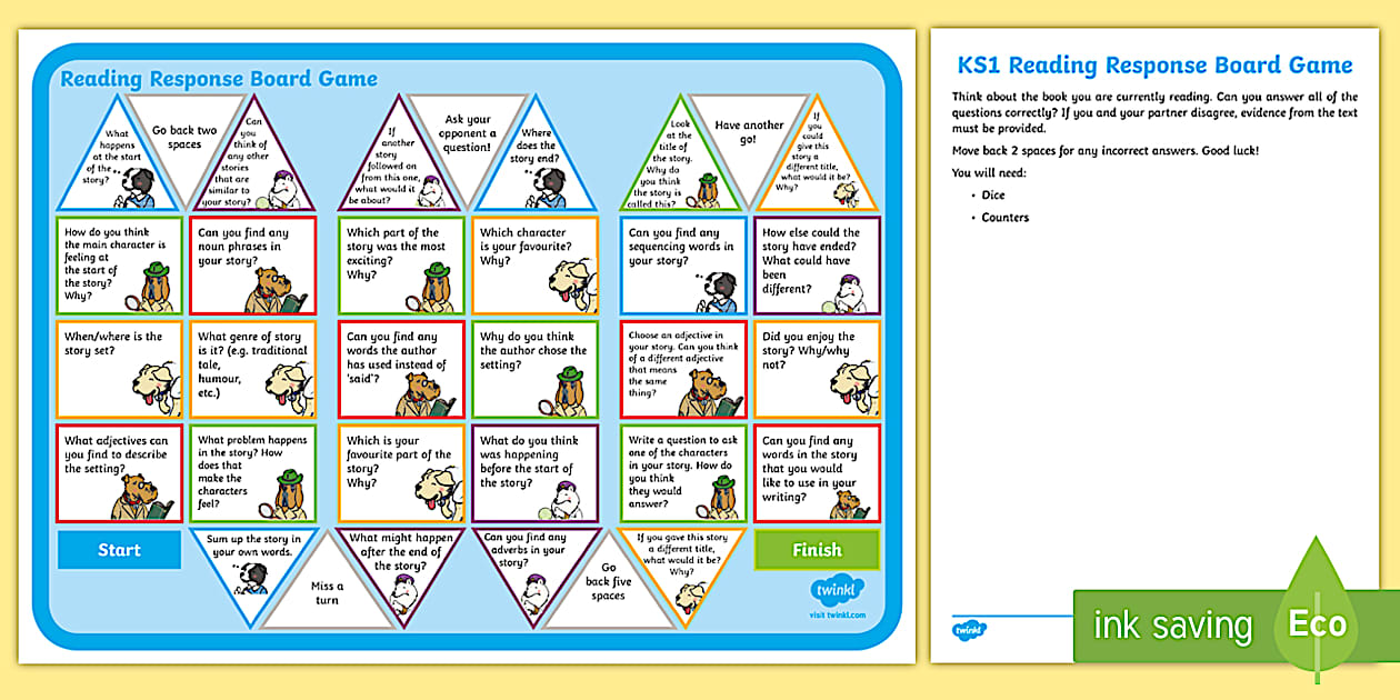KS1 Reading Response Board Game - Twinkl
