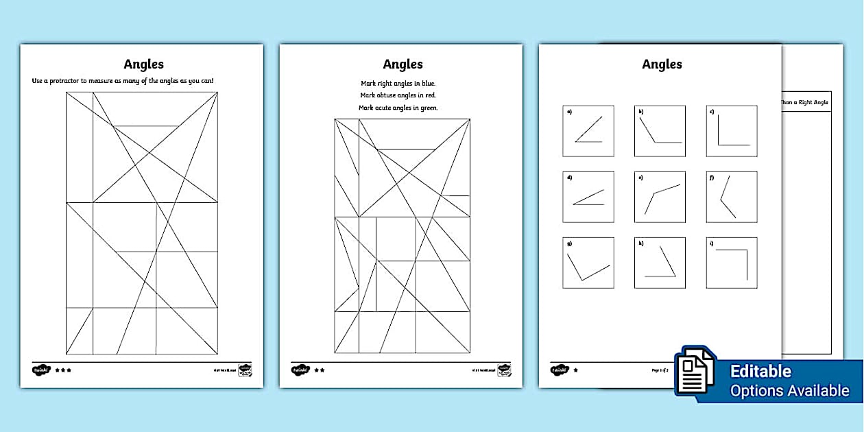 Angles Differentiated Worksheet | Angles Homework | Twinkl