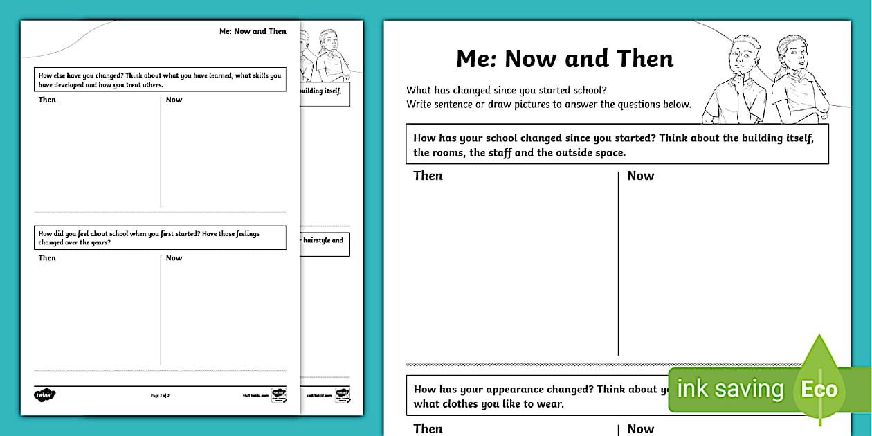 Me Now and Then Activity Sheet - KS2 - PSHE - Wellbeing