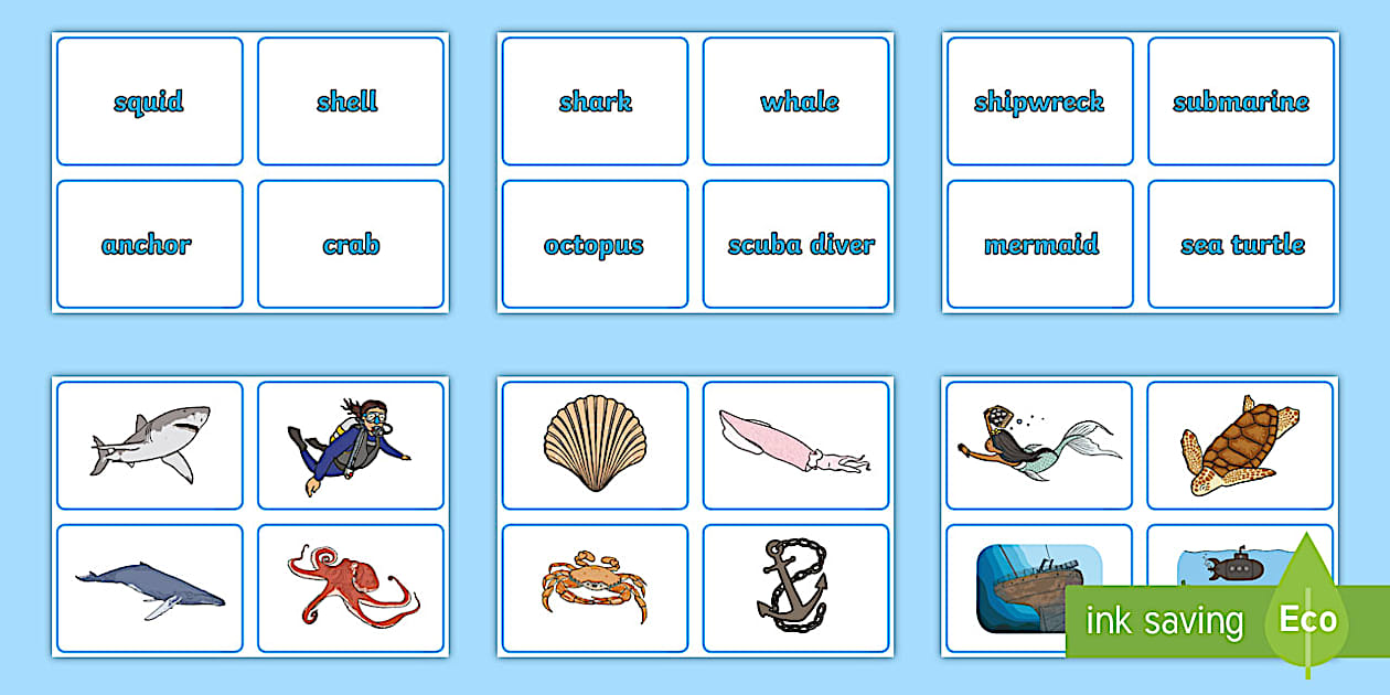 Under the Sea Matching Cards (teacher made) - Twinkl