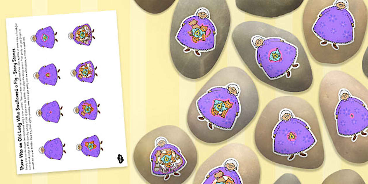 There Was an Old Lady Story Stone Image Cut Outs - Twinkl