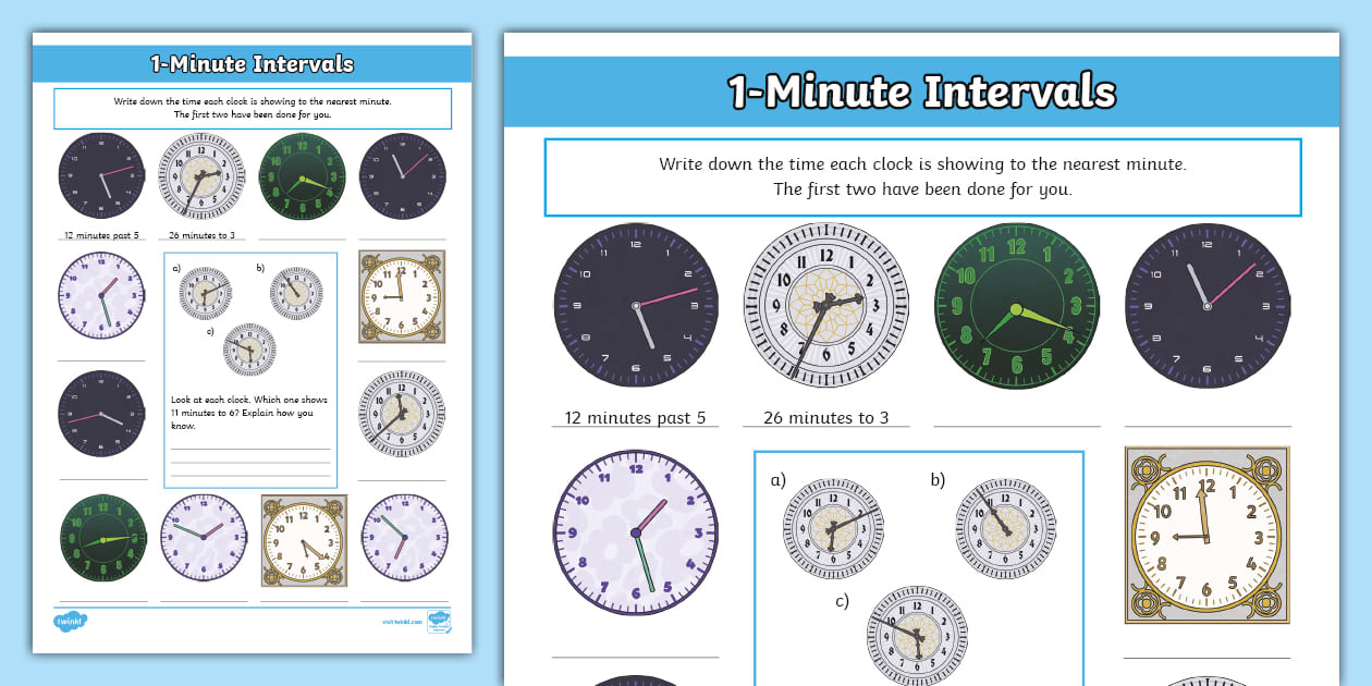 👉 1-Minute Intervals Activity Sheet - Twinkl - KS2