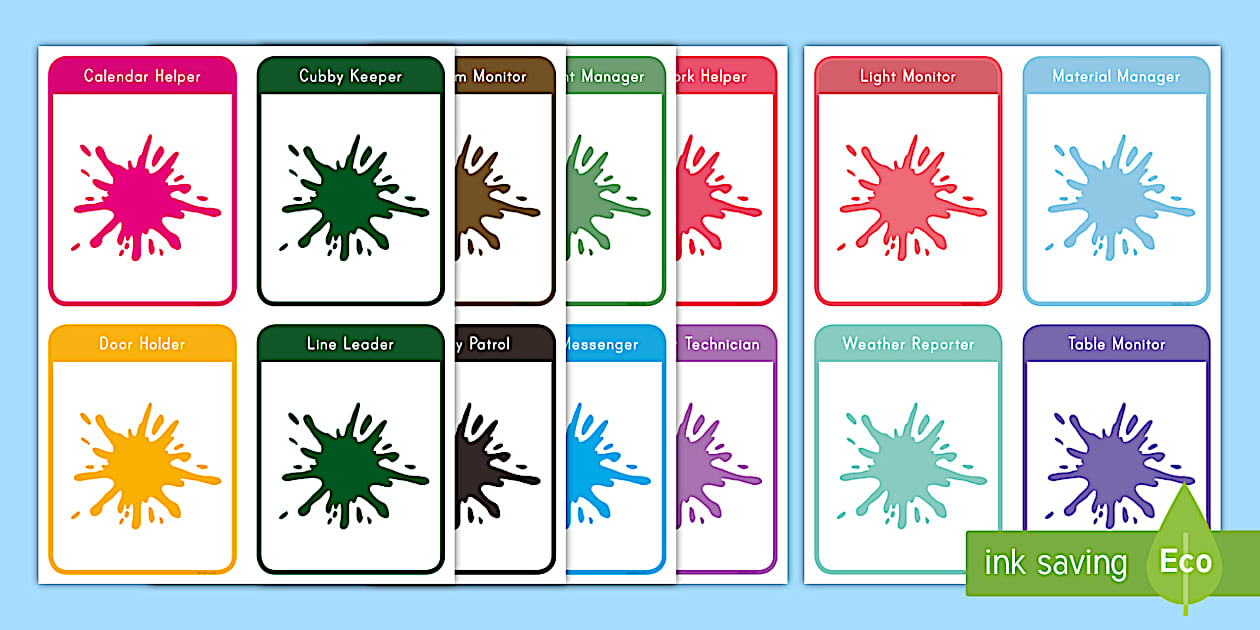 Colors Classroom Jobs Rectangle Cards (Teacher-Made)