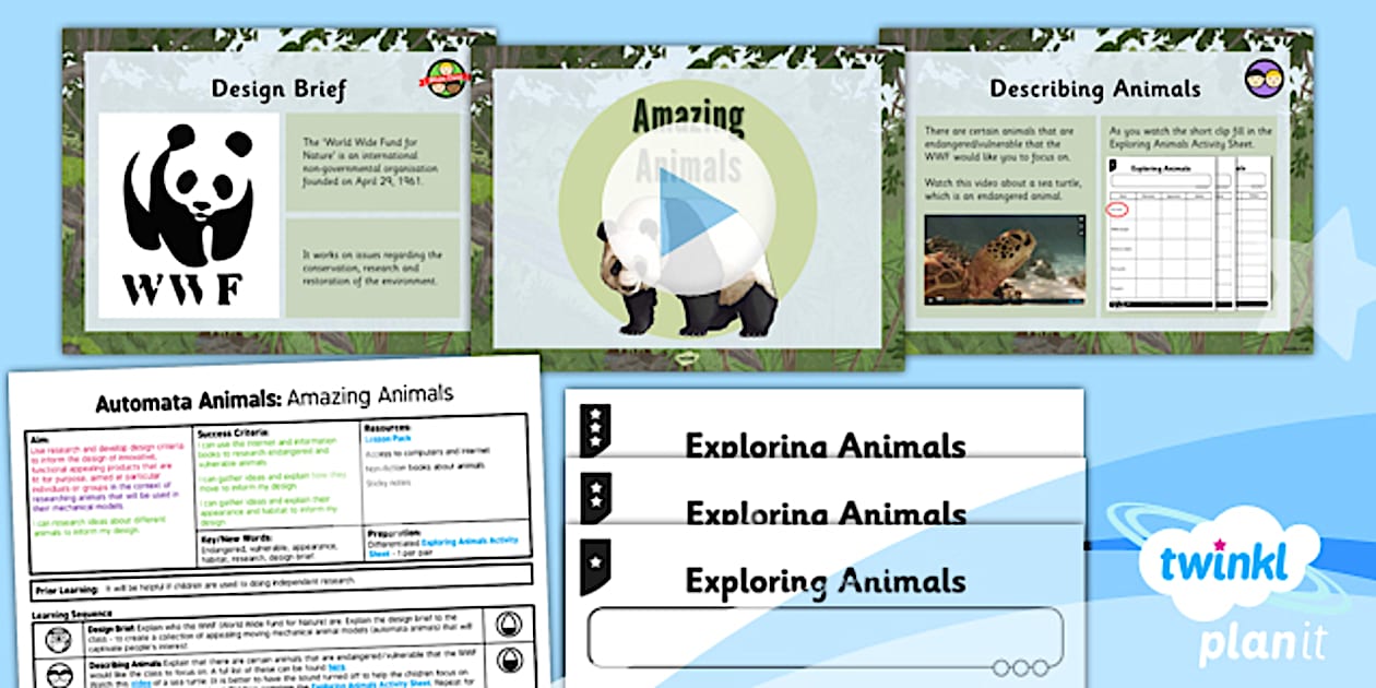 Design and Technology: Automata Animals: Amazing Animals UKS2 Lesson Pack 1