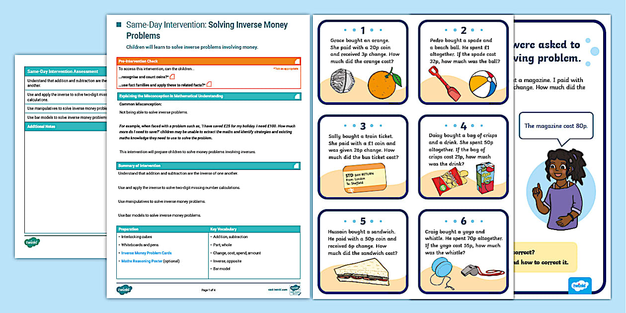 👉 Y2 Maths Intervention Plan: Solving Inverse Money Problems