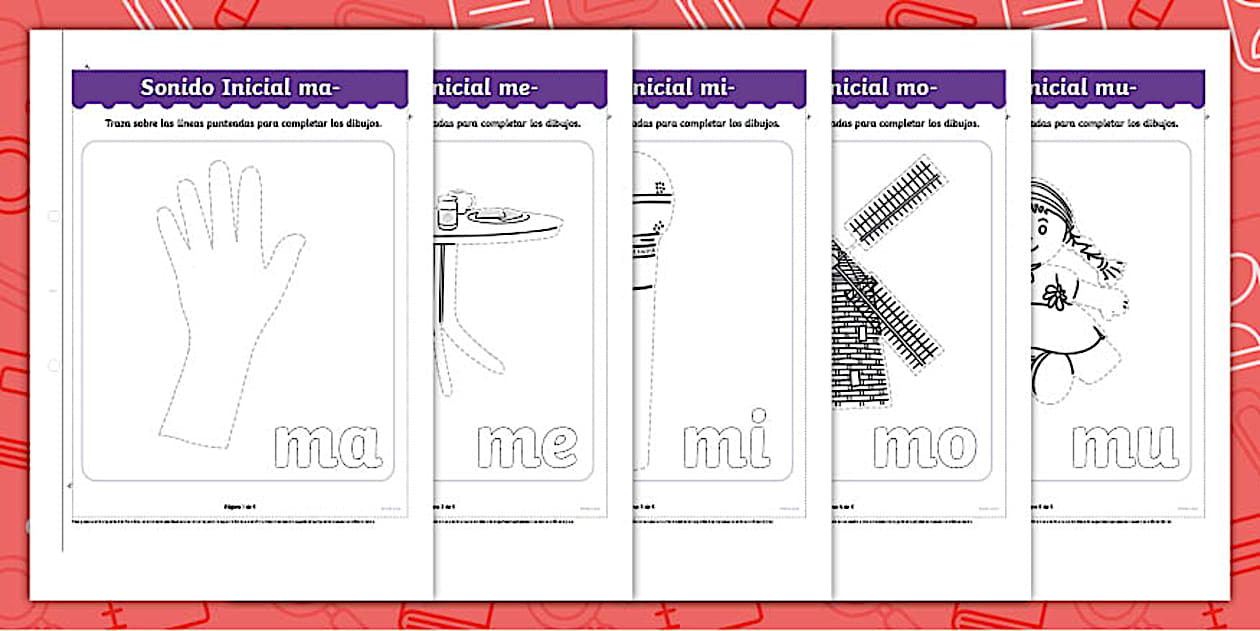 * NEW * Guía de Trabajo: Trazos sobre Dibujos - Twinkl