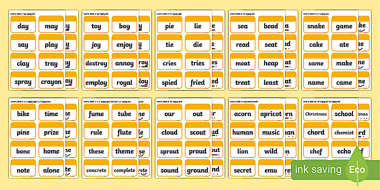 Level 5 Double-Sided Decodable Word Cards - Twinkl
