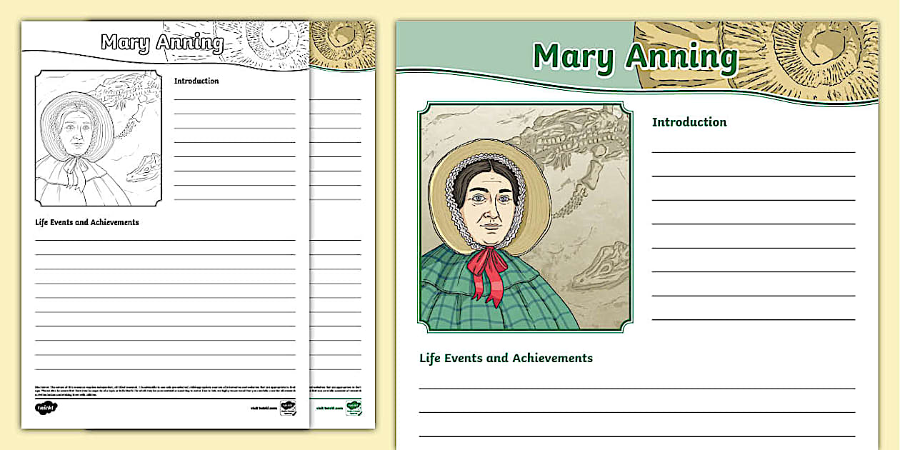 Mary Anning Biography Template (teacher made) - Twinkl