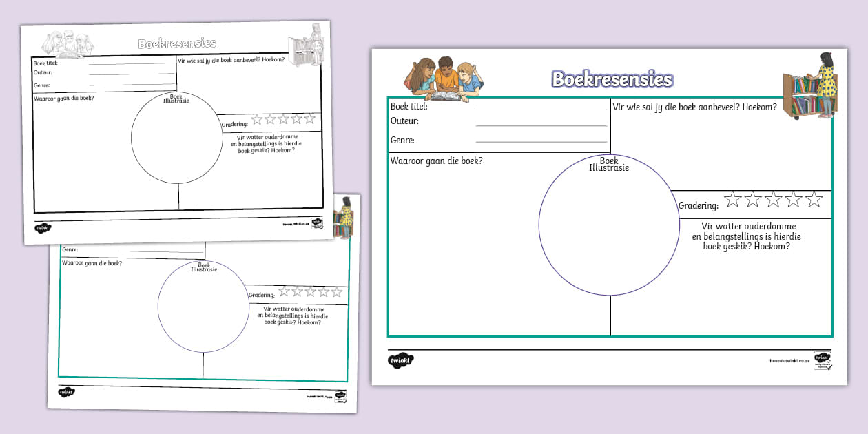 Werkblad vir Boekresensies (Teacher-Made) - Twinkl