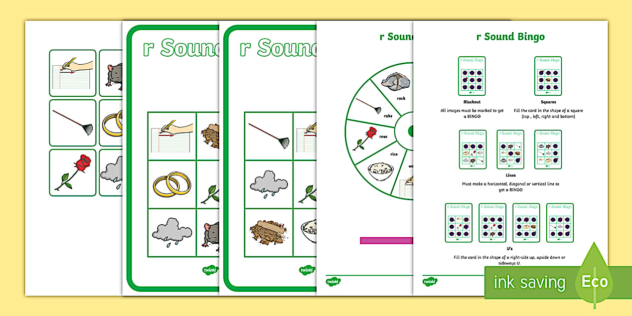 NSW r Sound Bingo Game with Spinner (teacher made) - Twinkl