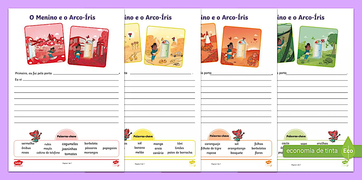 O Menino e o Arco-Íris- Atividade escrita - Twinkl