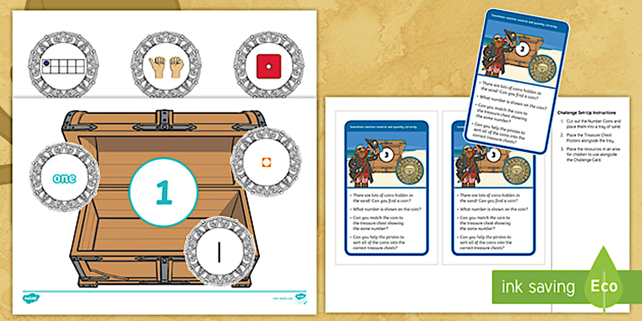 EYFS Maths Matching Numeral and Quantity Challenge: Pirate Treasure IKEA