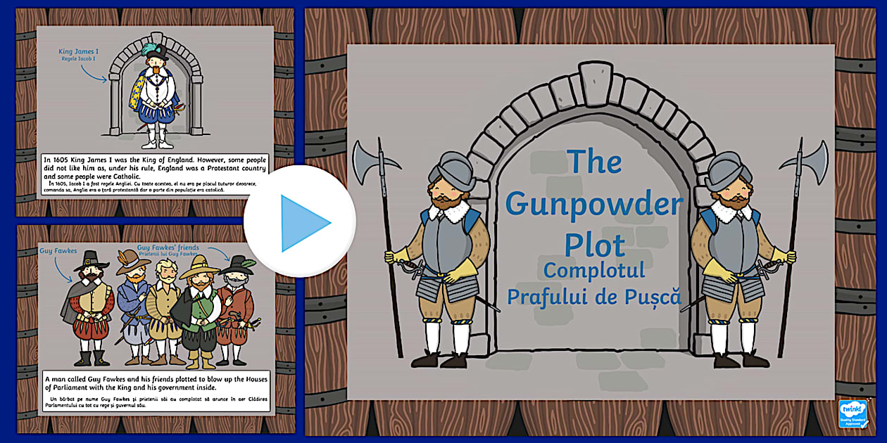 The Gunpowder Plot Information PowerPoint KS1 Romanian