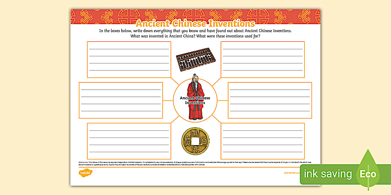 Ancient Chinese Inventions Mind Map (teacher made) - Twinkl