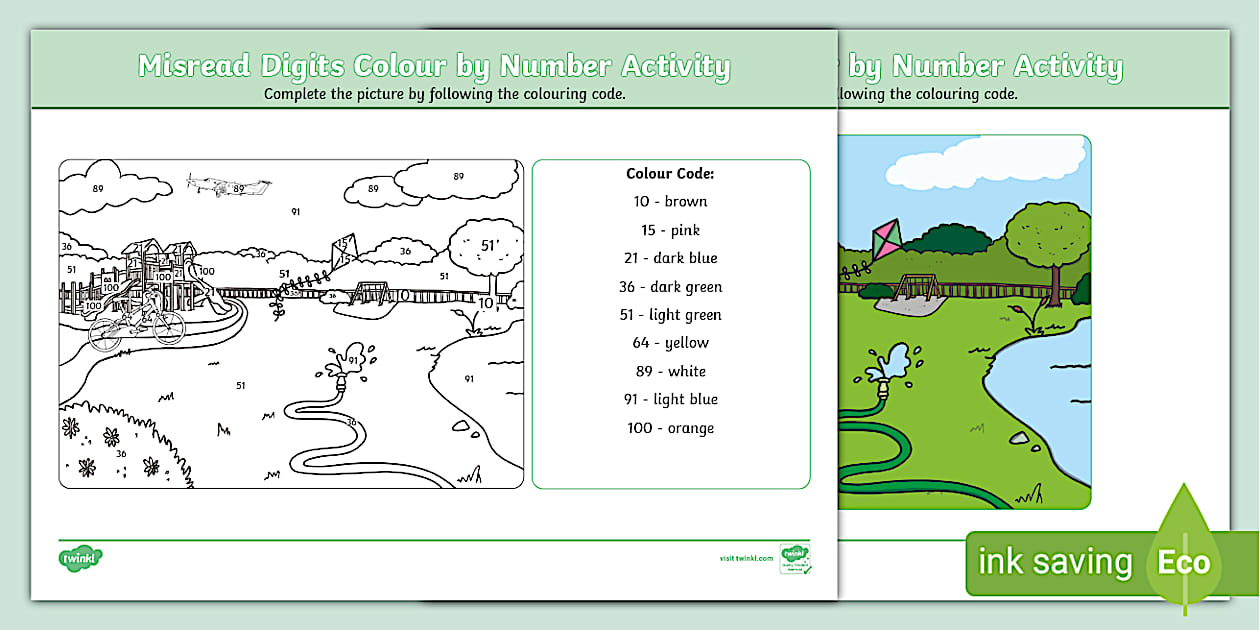 Misread Digits Colour by Number Activity Sheet - Twinkl