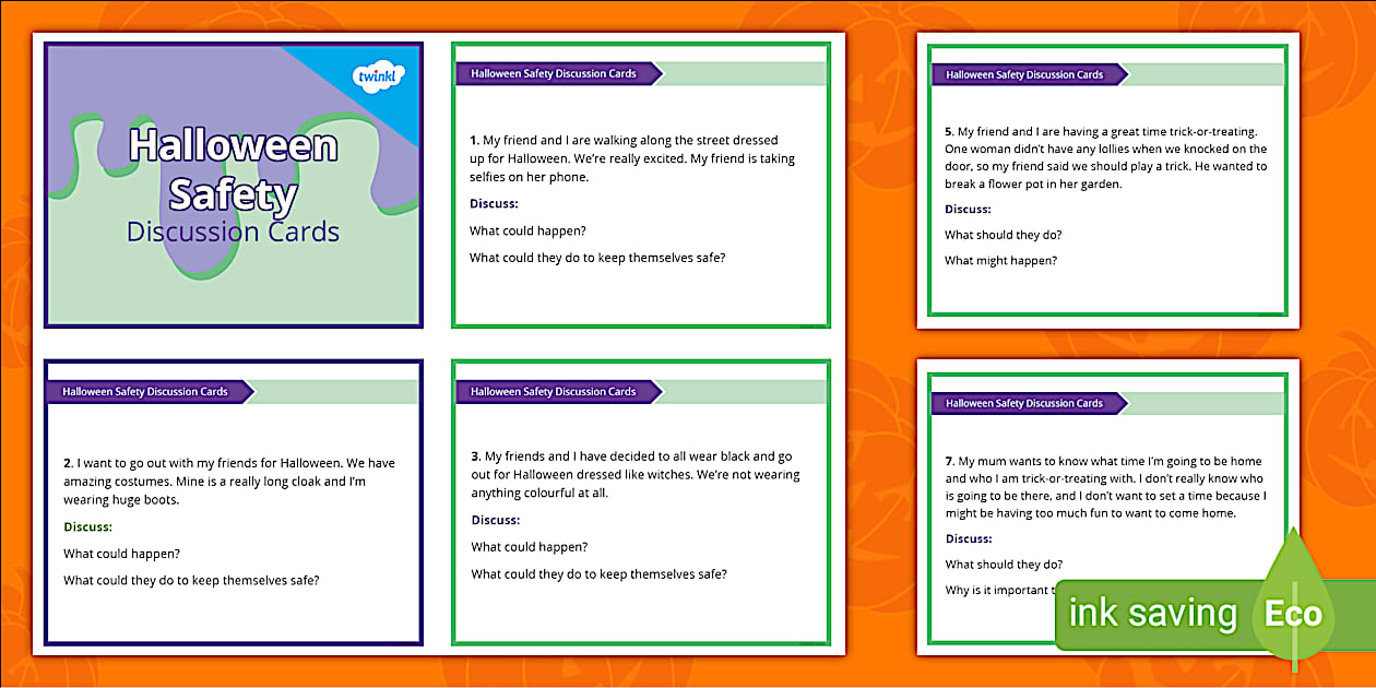 Halloween Safety Discussion Cards