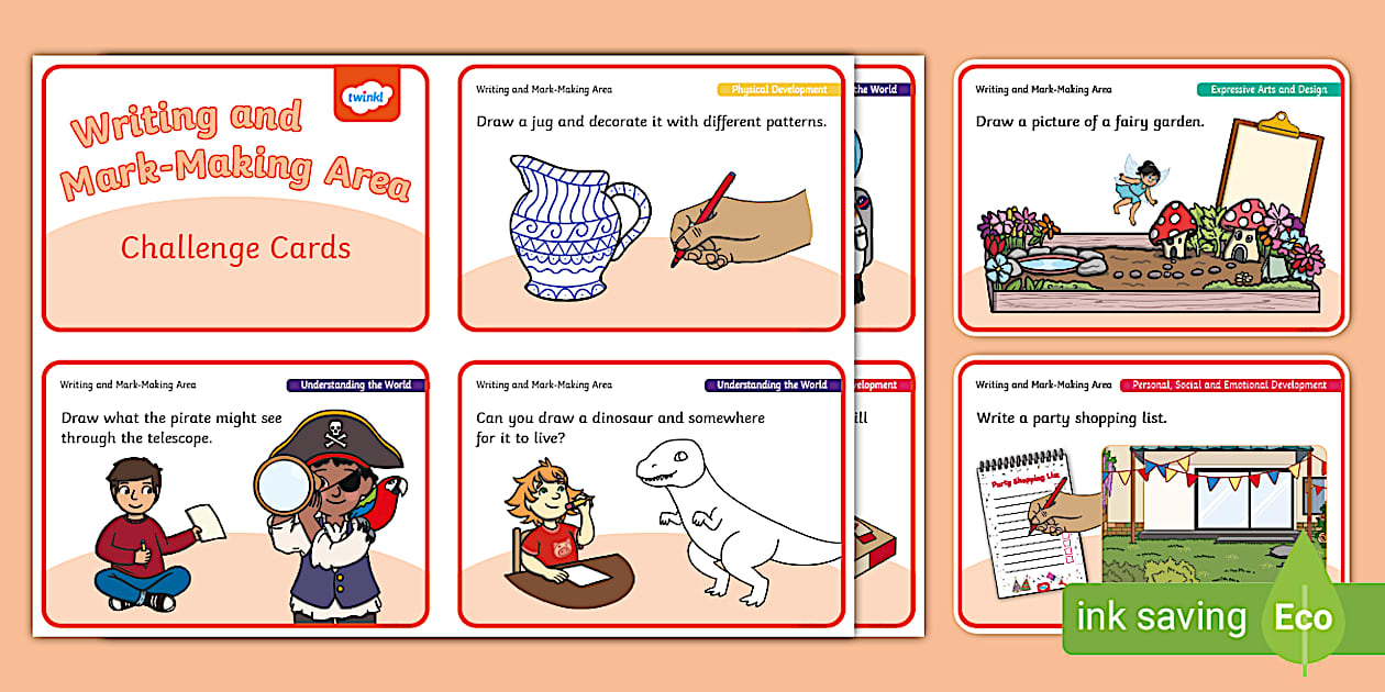 Writing and Mark-Making Area Challenge Cards | Twinkl