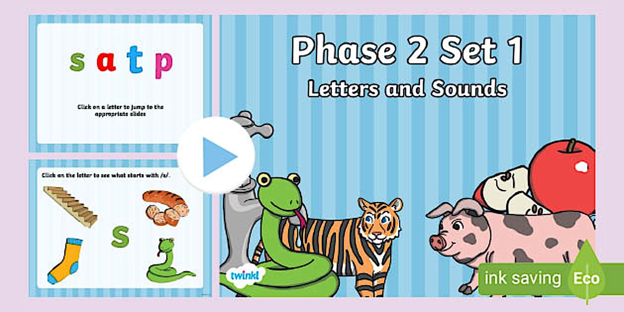 Phase 2 Set 1 PowerPoint Letters and Sounds - Twinkl
