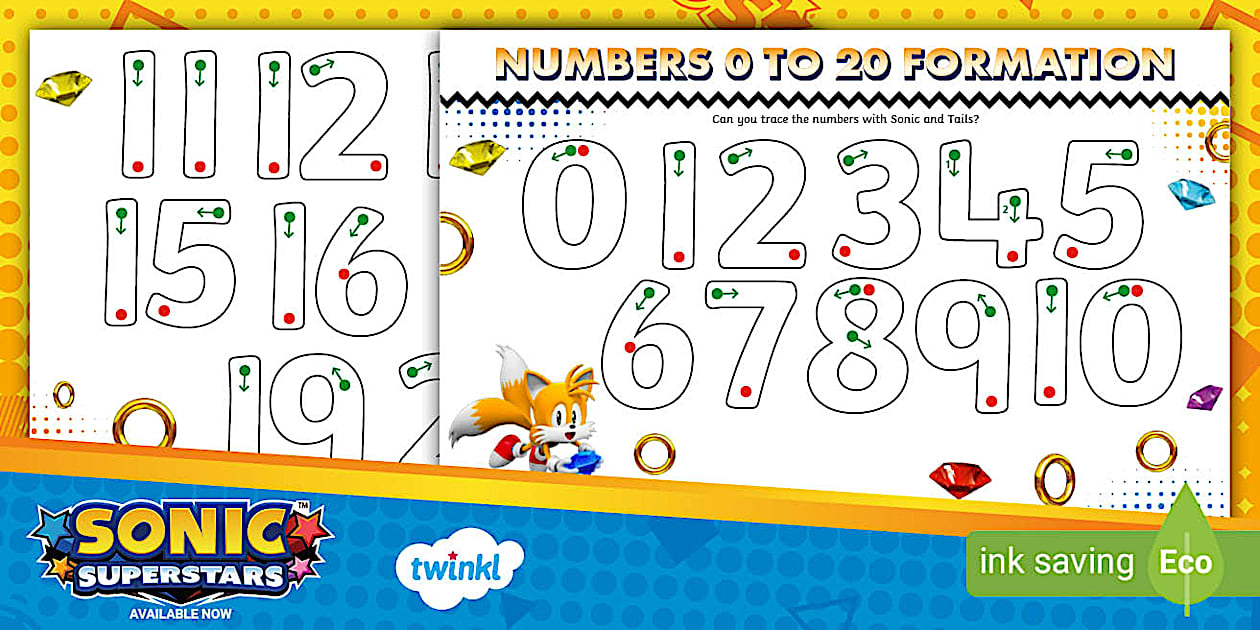 FREE! - 👉 Sonic: Sonic and Tails Numbers 0 to 20 Formation