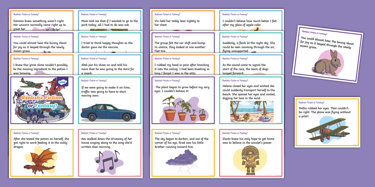Realistic Fiction vs. Fantasy Task Cards for 3rd-5th Grade